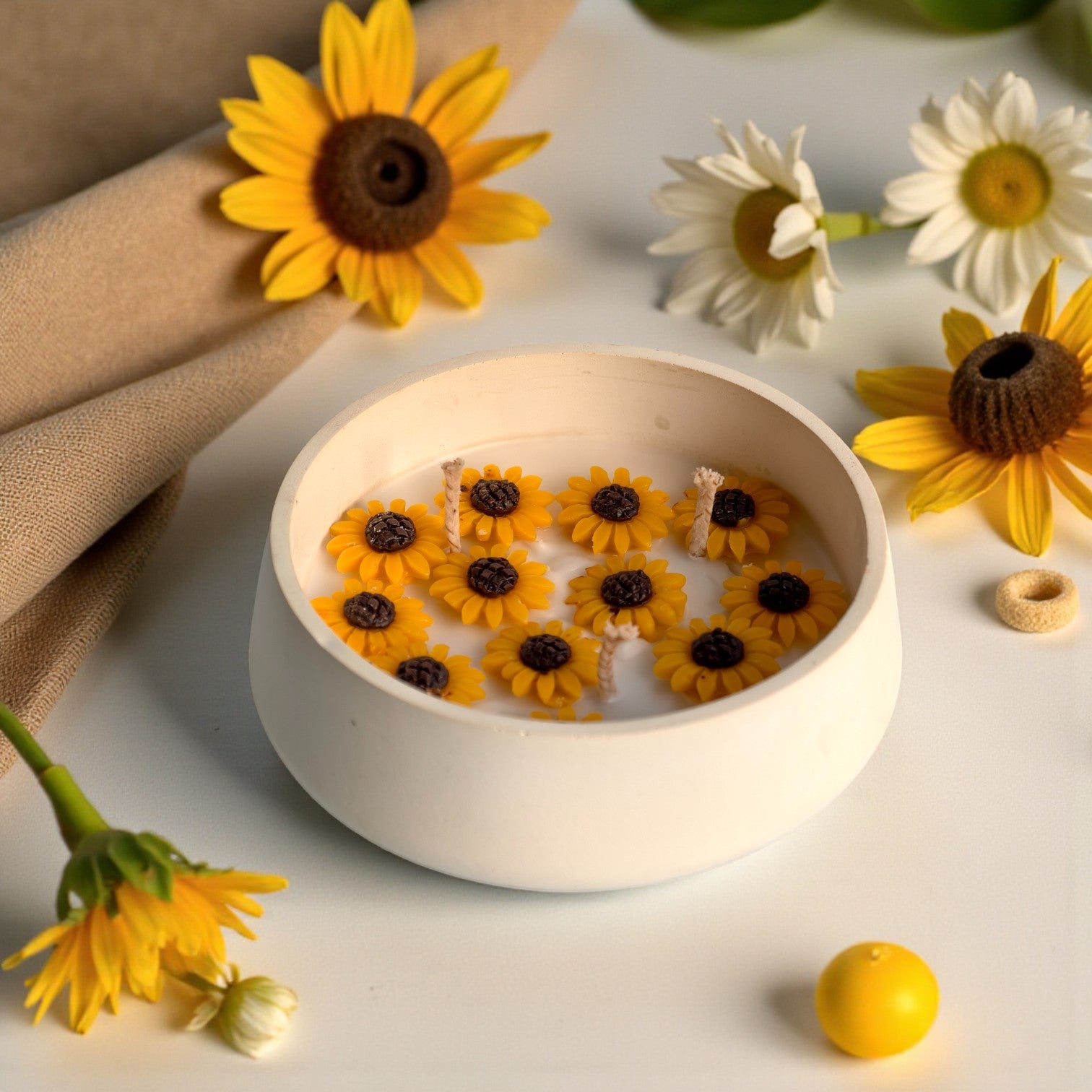 Sunshine Bloom – Sunflower Urli Candle – Hello Handmade